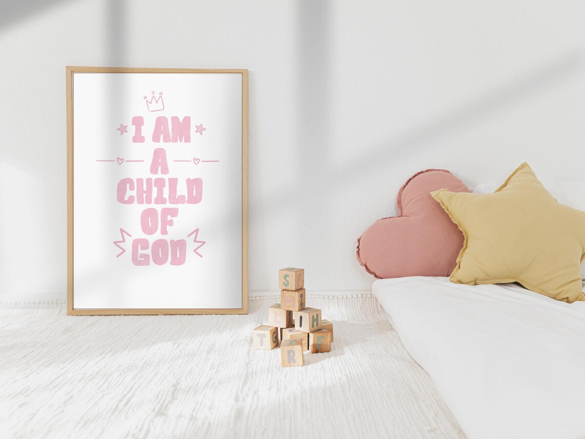 I Am a Child of God Poster, Pastel Christian Nursery Wall Art ...