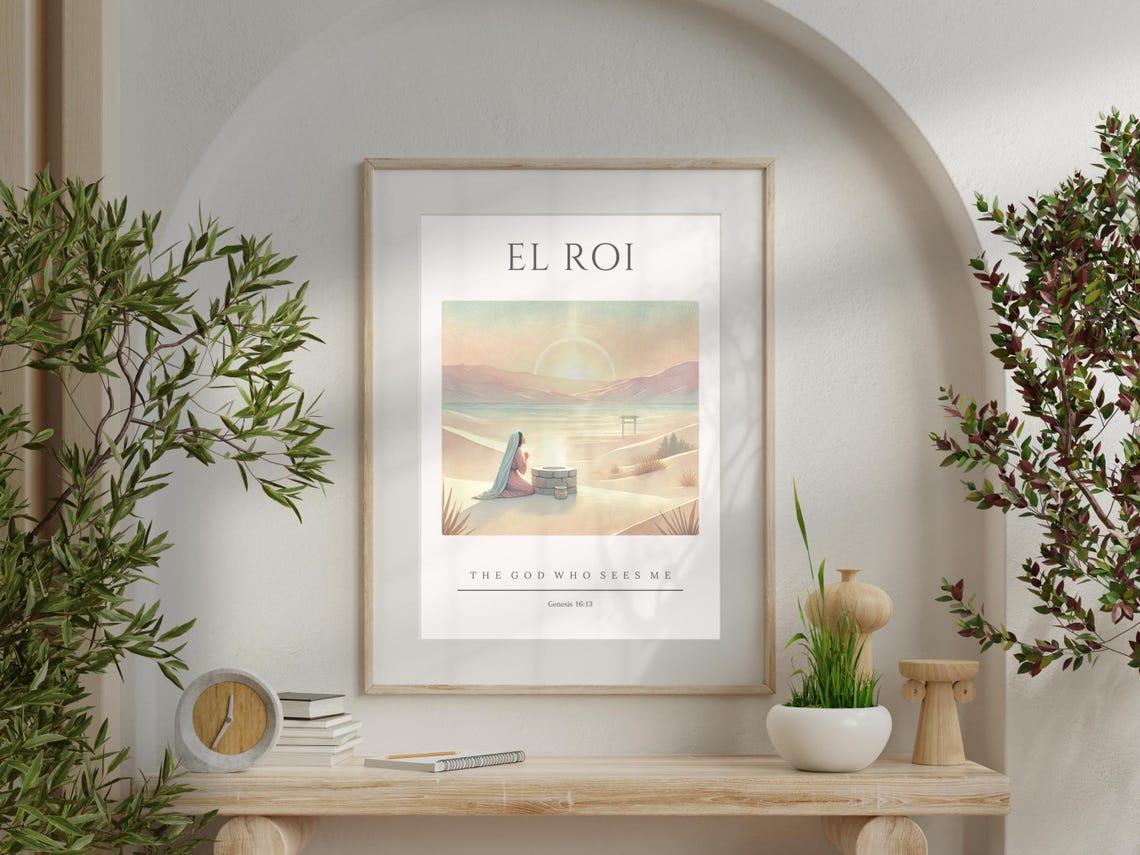El Roi Poster, Hebrew Name of God Wall Art, Genesis 16:13 Bible Verse ...