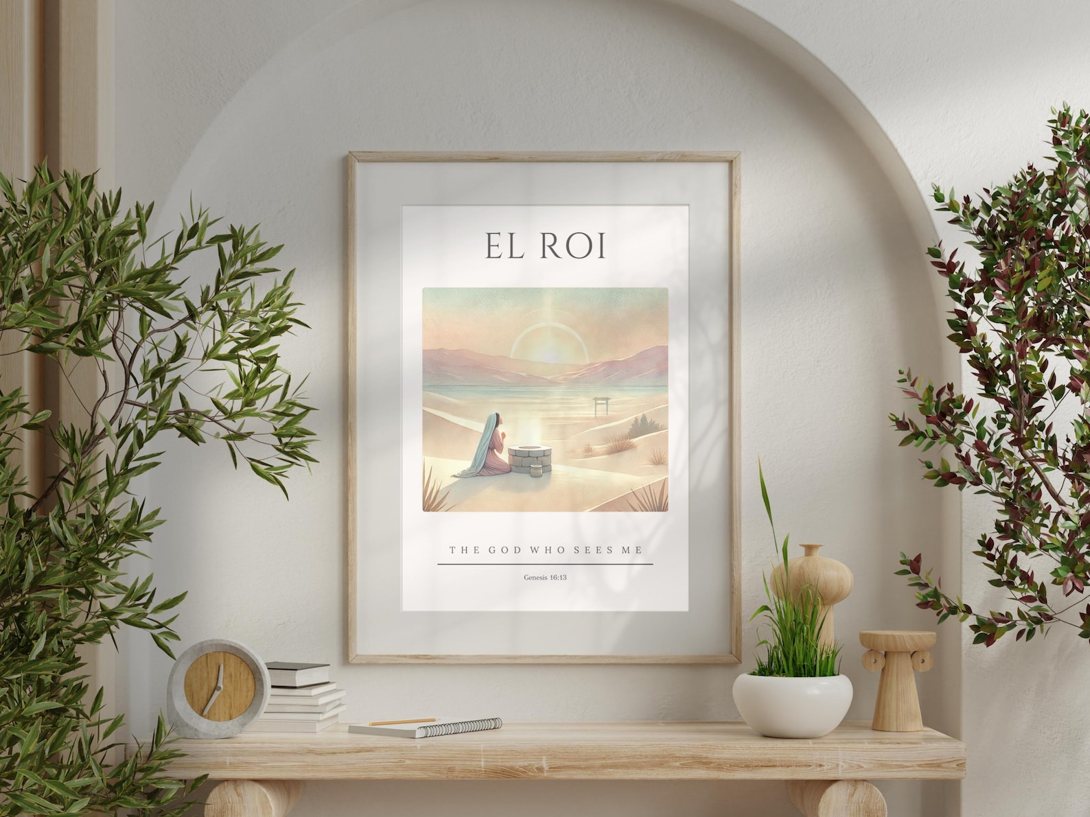 El Roi Poster, Hebrew Name of God Wall Art, Genesis 16:13 Bible Verse ...