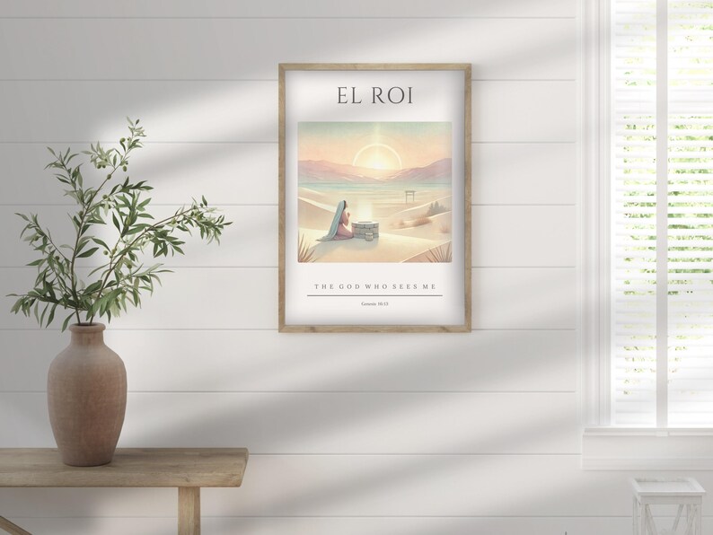 El Roi Poster, Hebrew Name of God Wall Art, Genesis 16:13 Bible Verse ...