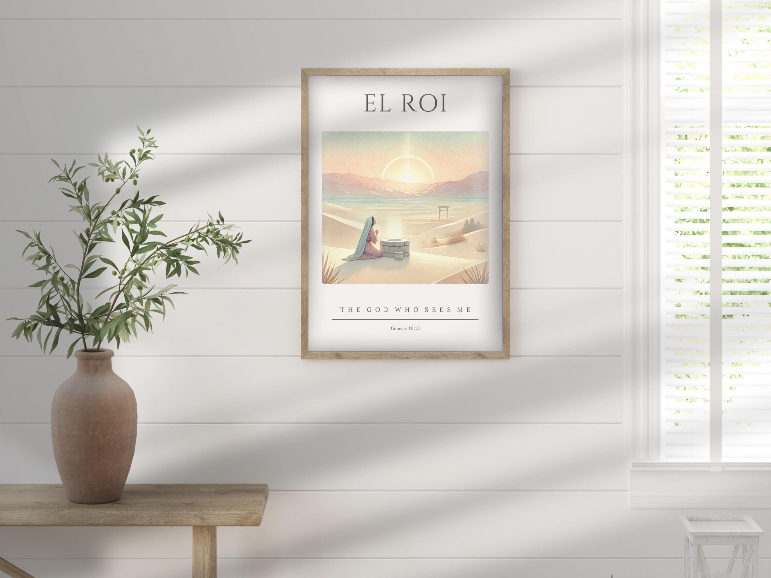 El Roi Poster, Hebrew Name of God Wall Art, Genesis 16:13 Bible Verse ...