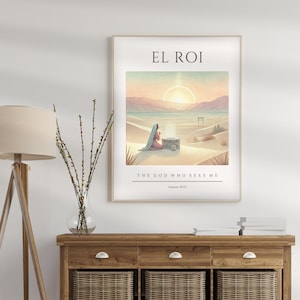 El Roi Poster, Hebrew Name of God Wall Art, Genesis 16:13 Bible Verse ...