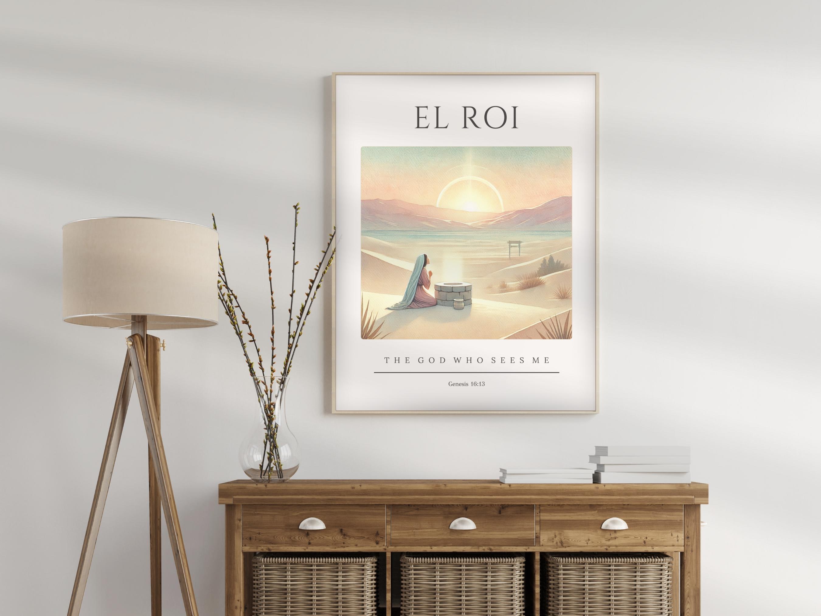 El Roi Poster, Hebrew Name of God Wall Art, Genesis 16:13 Bible Verse ...