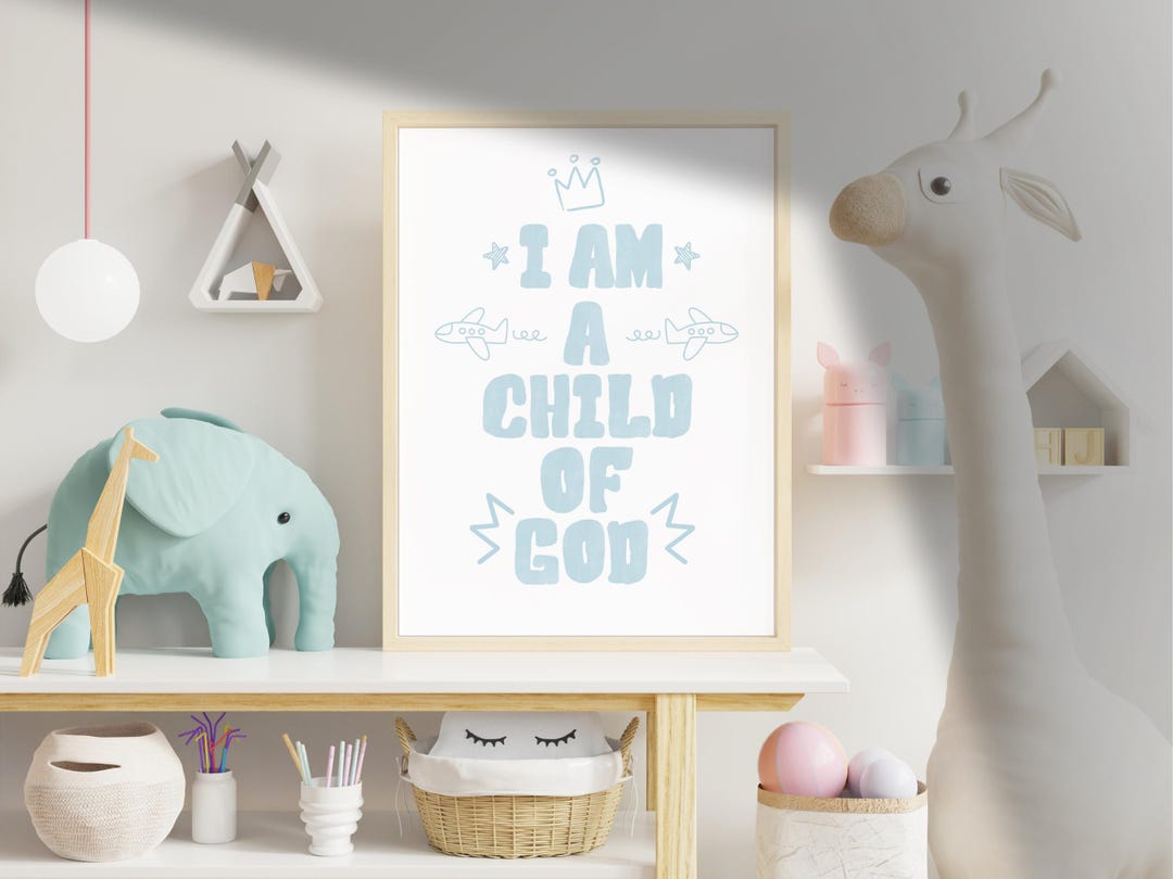 I Am a Child of God Poster, Pastel Christian Nursery Wall Art ...