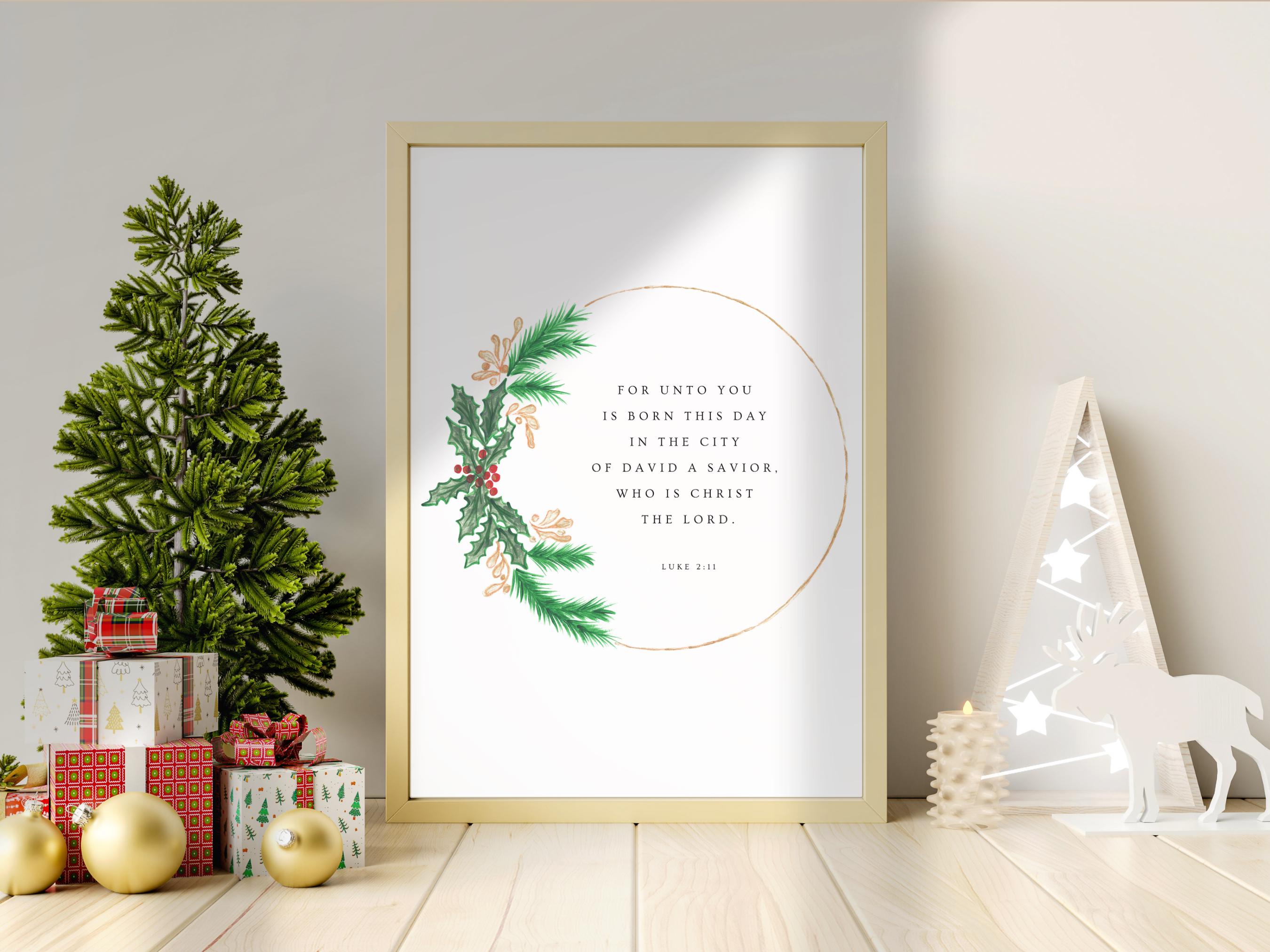 Luke 2:11 Wall Decor, Christmas Printable Wall Art, Christian Bible ...