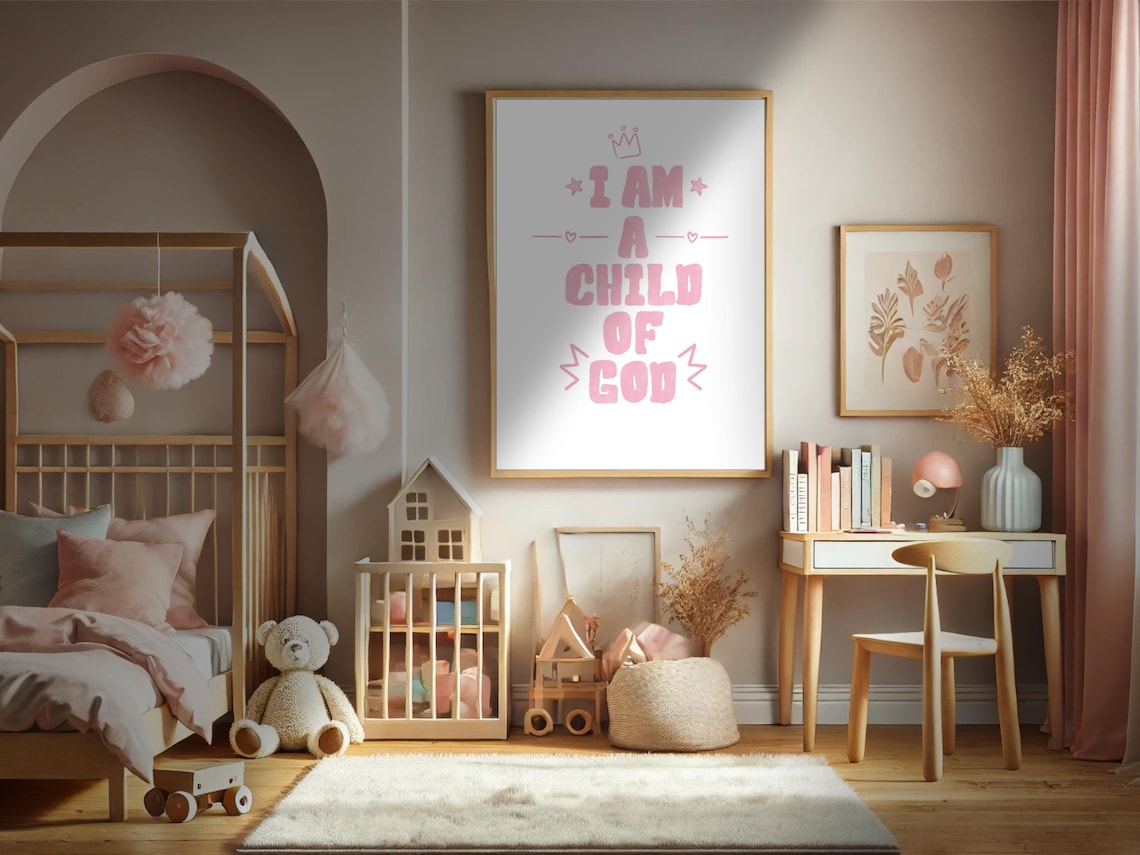 I Am a Child of God Poster, Pastel Christian Nursery Wall Art ...