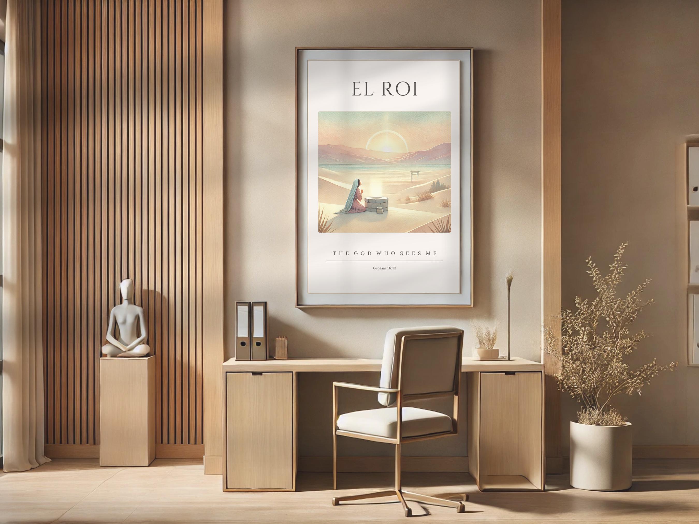 El Roi Poster, Hebrew Name of God Wall Art, Genesis 16:13 Bible Verse ...