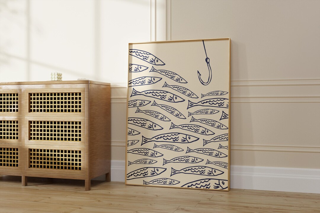 Fishing - Trendy Fisherman Wall Art Nautical Fish Print Minimalist ...