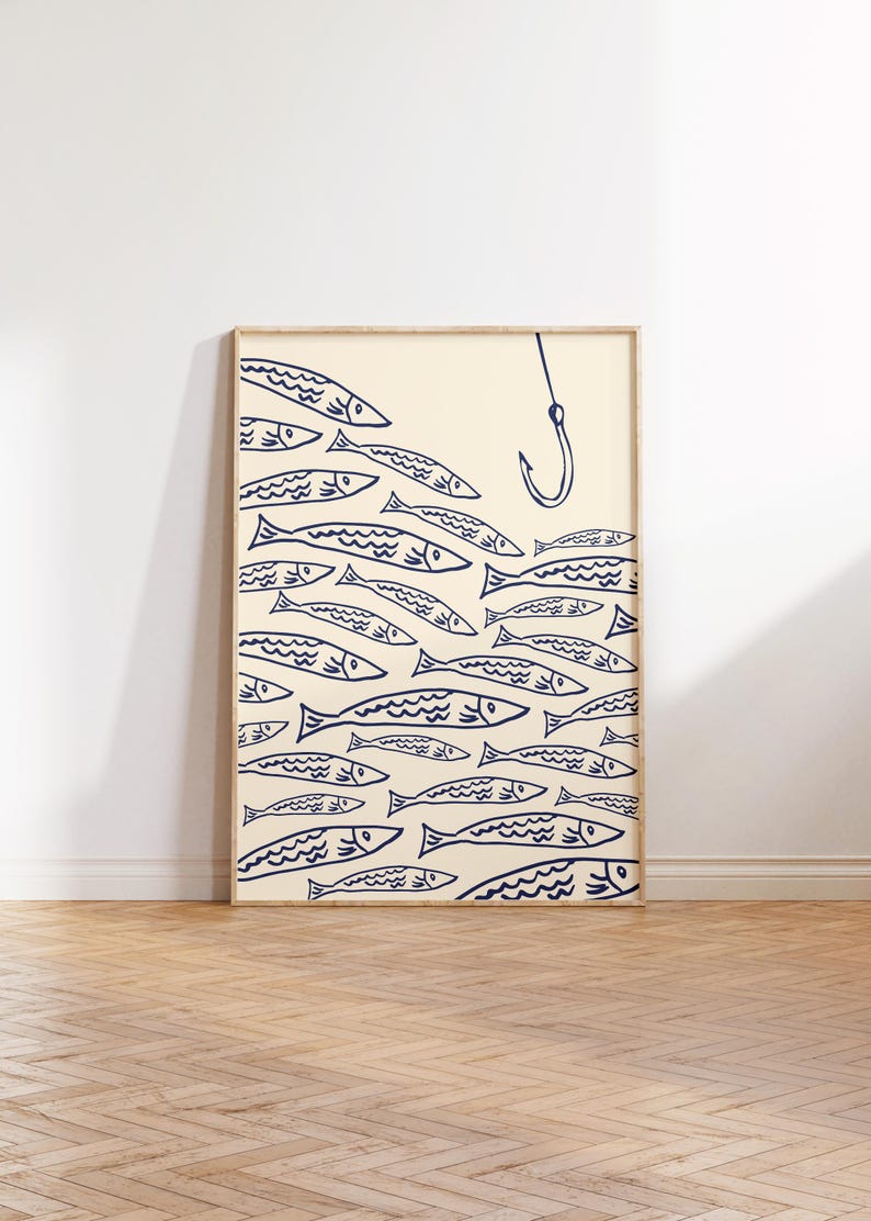 Fishing - Trendy Fisherman Wall Art Nautical Fish Print Minimalist ...