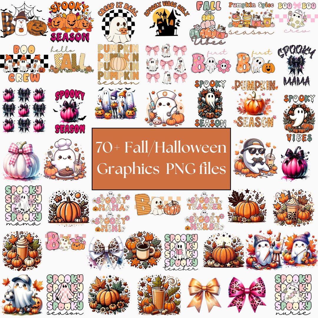 70+ Fall/halloween Graphics Bundle, Clipart Bundle, Sublimation Design ...