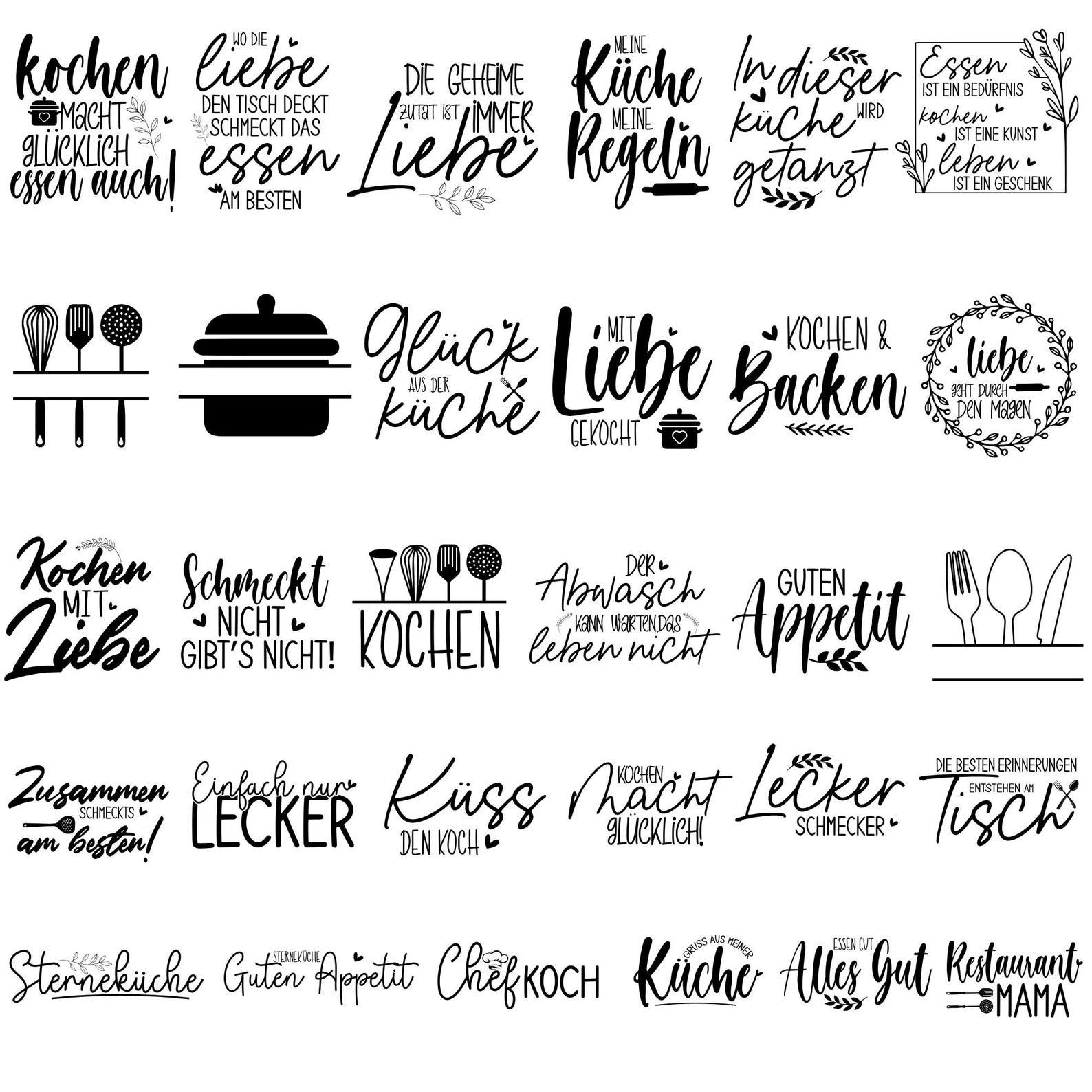 German Plotter File Kitchen Svg, Cooking Bundle, Chef Svg, German ...