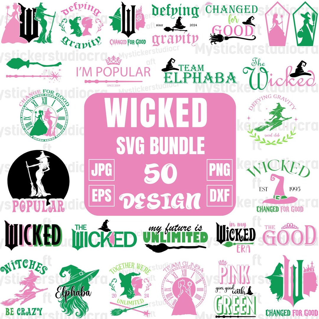 50 Wicked Inspired SVG Bundle, Musical Theatre Quotes & Witch Designs ...