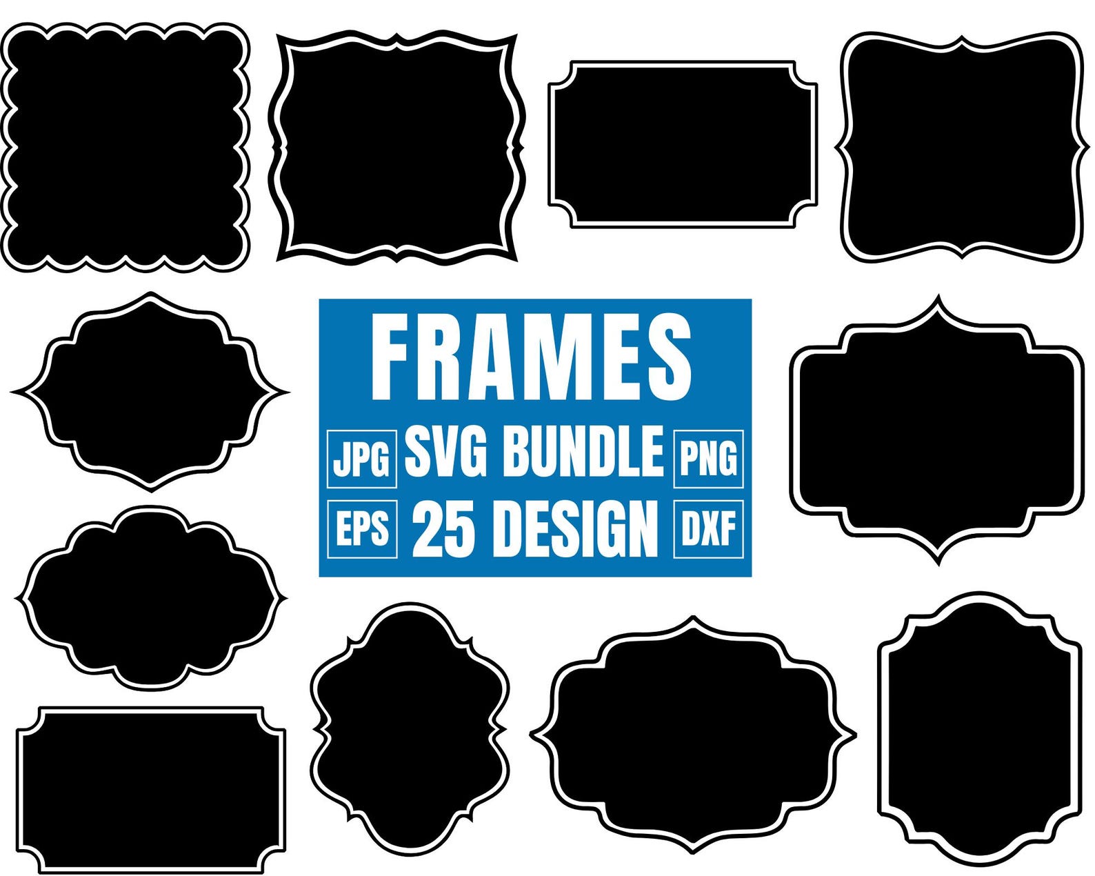 Frames Svg Bundle, Labels Svg, Sign Svg, Vintage Frames, Frame Clipart ...