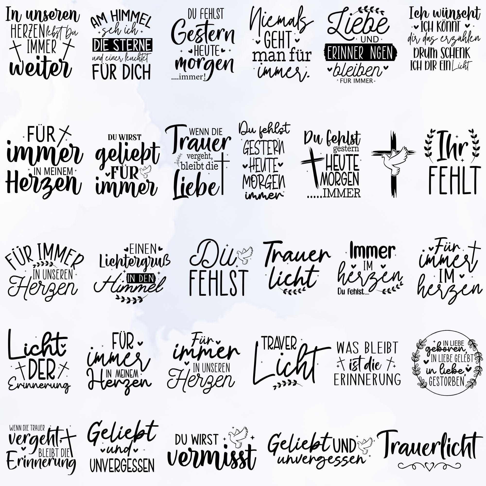 Plotter File Mourning - Farewell Svg, Candles Sayings Mourning - Grave ...