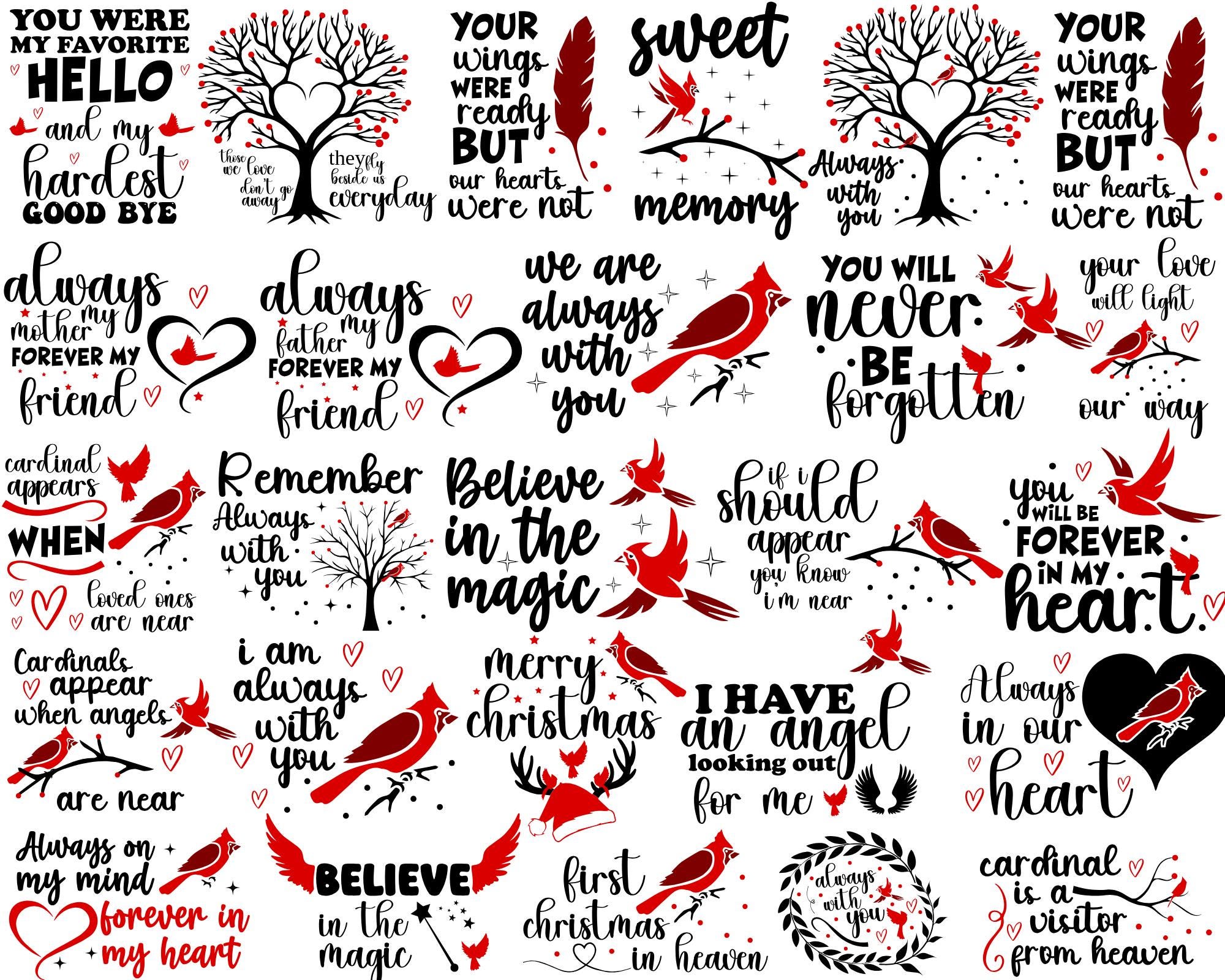 Cardinal Memorial Quotes SVG, Sympathy Quotes, Cardinal Memorial Tree ...