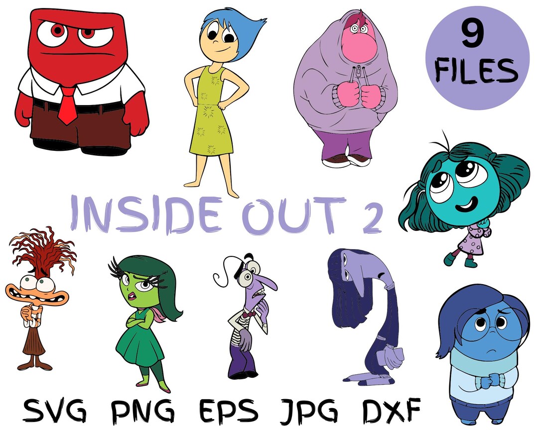 Inside Out 2 Svg, Inside Out Faces, Anger, Joy, Sadness, Anxiety, Envy ...