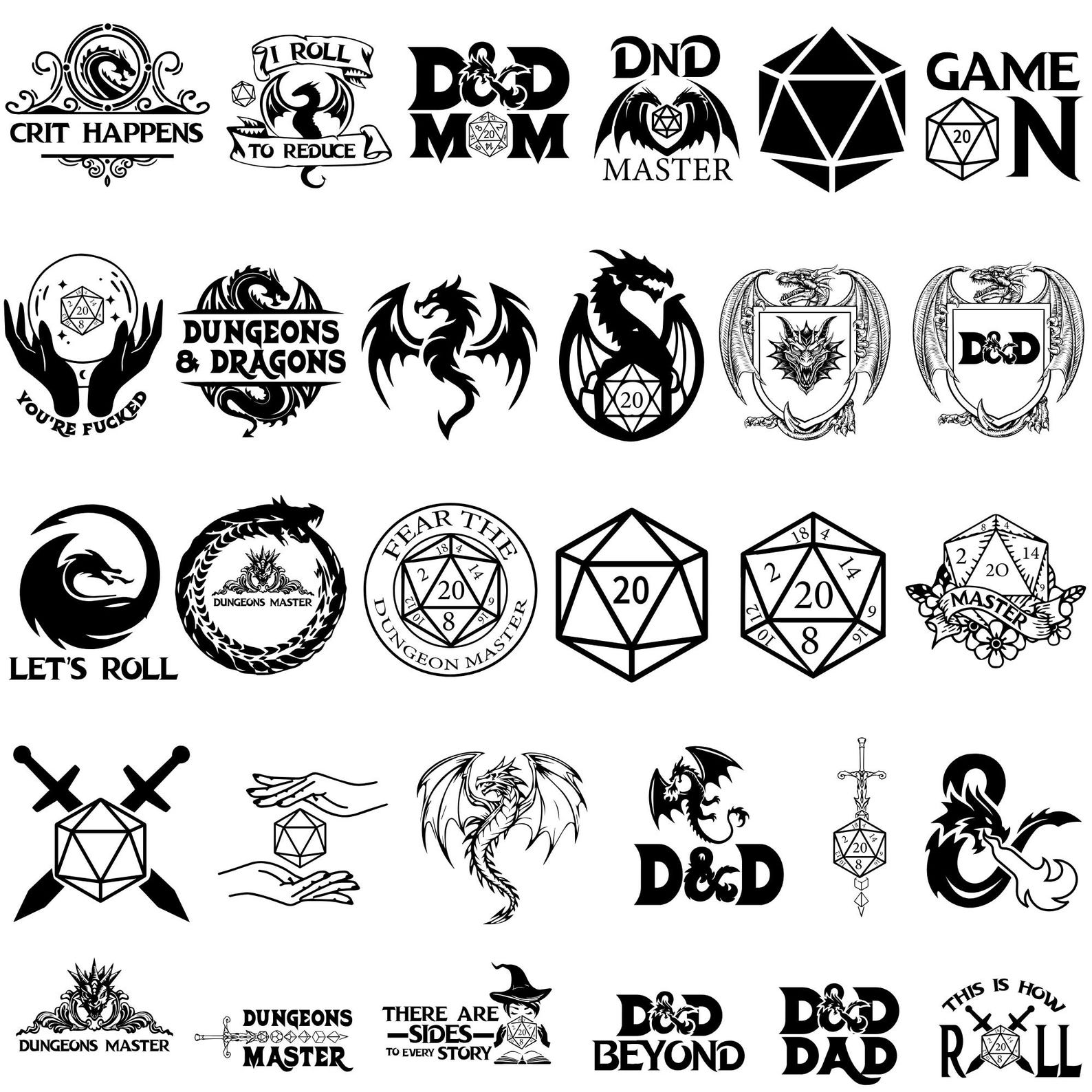 Dungeons and Dragons Svg, D&D Logo, Dungeons and Dragons Icon, Black ...