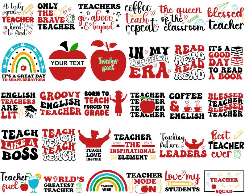 Teacher Svg Bundle, Teacher Appreciation Svg, Teacher Quote Svg ...