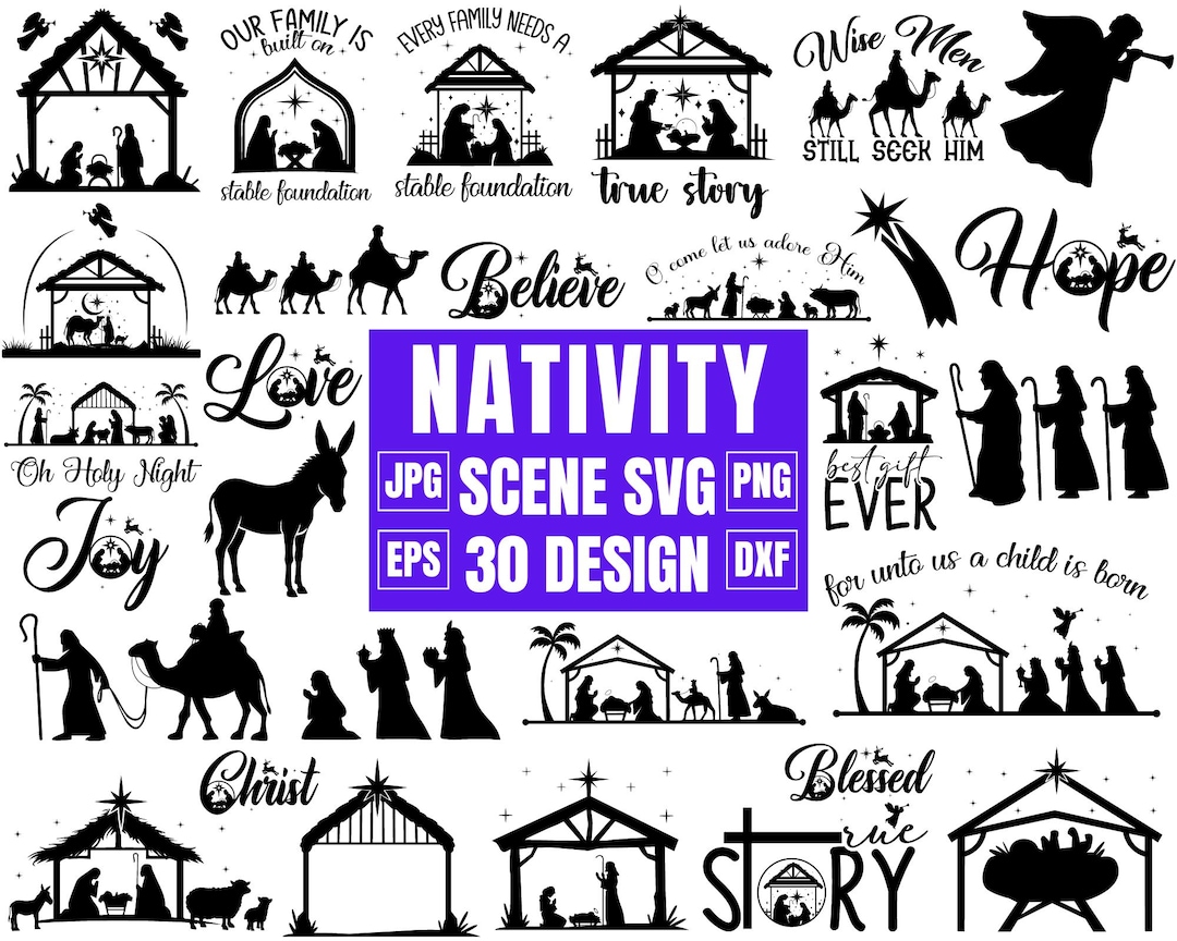 Nativity Scene SVG Bundle, Nativity Scene Clipart, Christmas Decoration ...