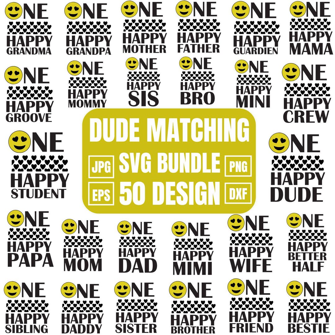 Retro Smiley Face Birthday SVG Bundle: Happy Family PNG (digital ...