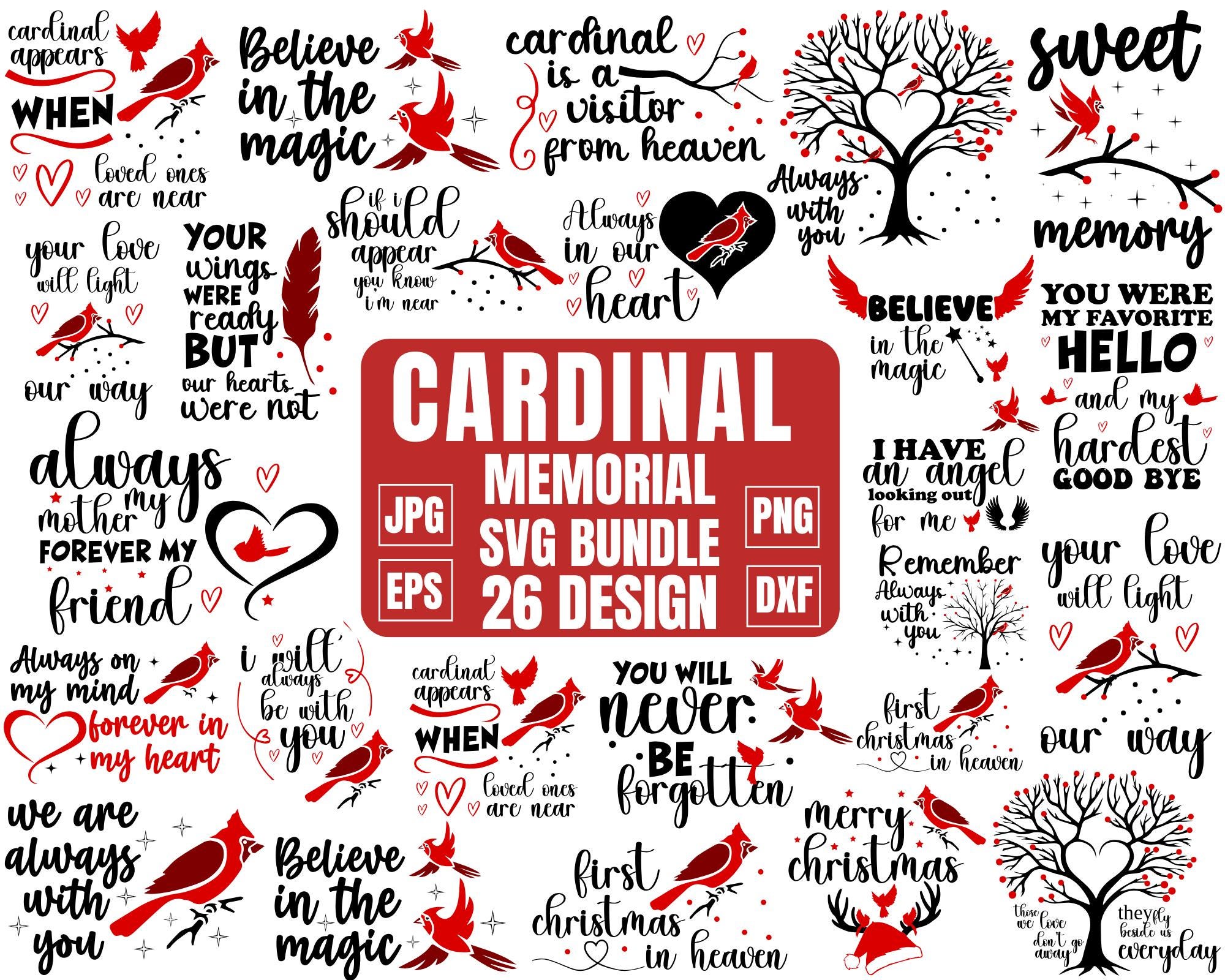 Cardinal Memorial Quotes SVG, Sympathy Quotes, Cardinal Memorial Tree ...