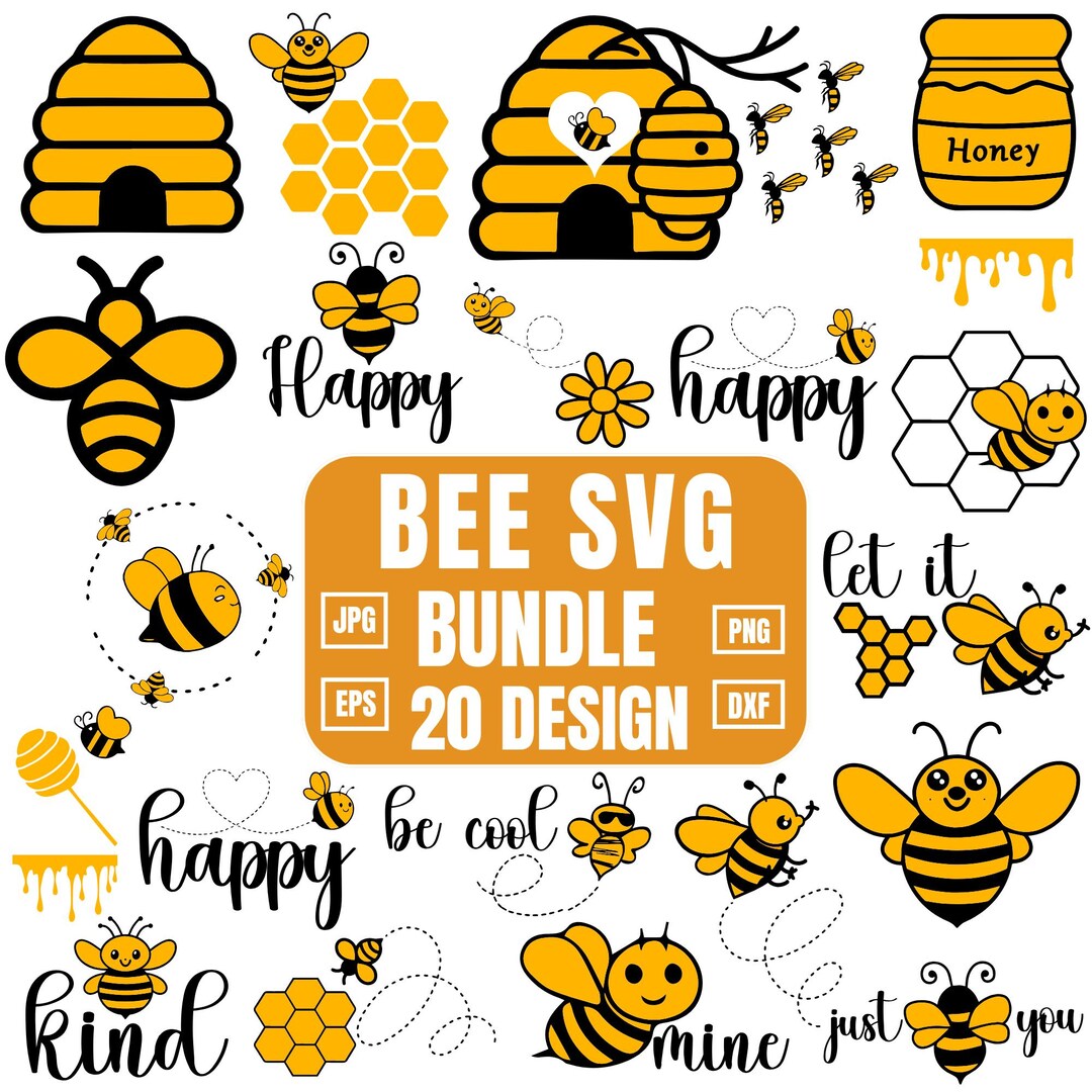 Bee Svg Bundle, Honey Bee Svg, Cute Bee, Bumble Bee Svg, Beehive Svg ...