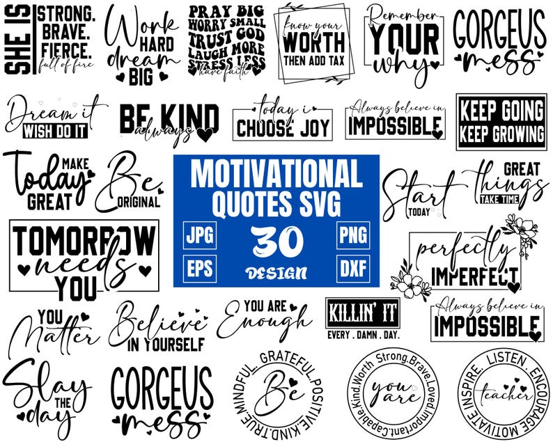 Motivational Svg Bundle, Positive Quotes, Inspirational Svg, Self Love ...