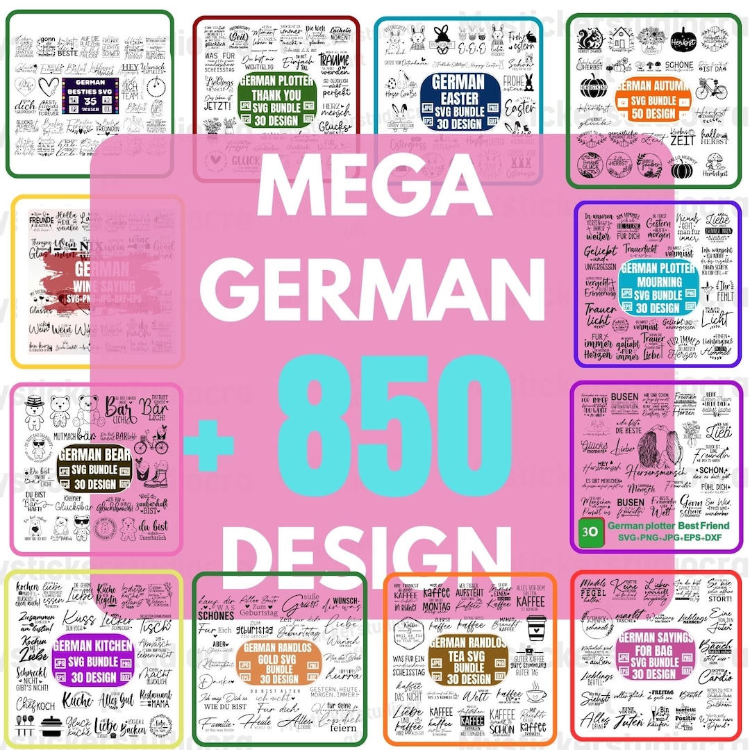 850 Deutsches Plotter-Svg-Bundle, Deutscher Spruch-Svg-Bundle ...