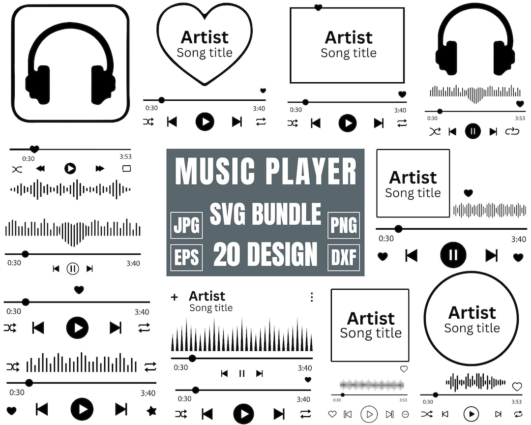 Music Player Svg Bundle, Custom Design Svg, Music Player Display, Audio ...