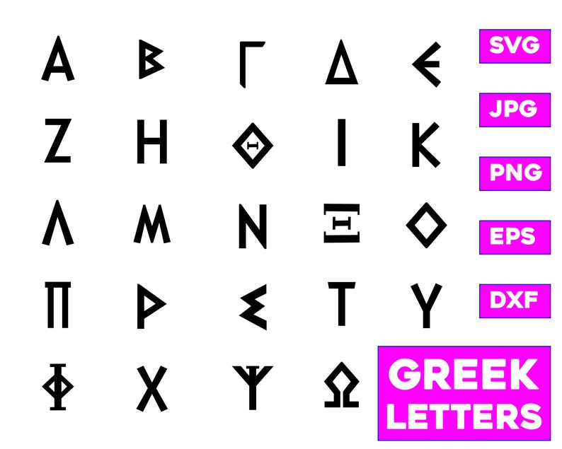 Greek Alphabet SVG, Greek Letters PNG, Greek Font Clipart, Sorority ...