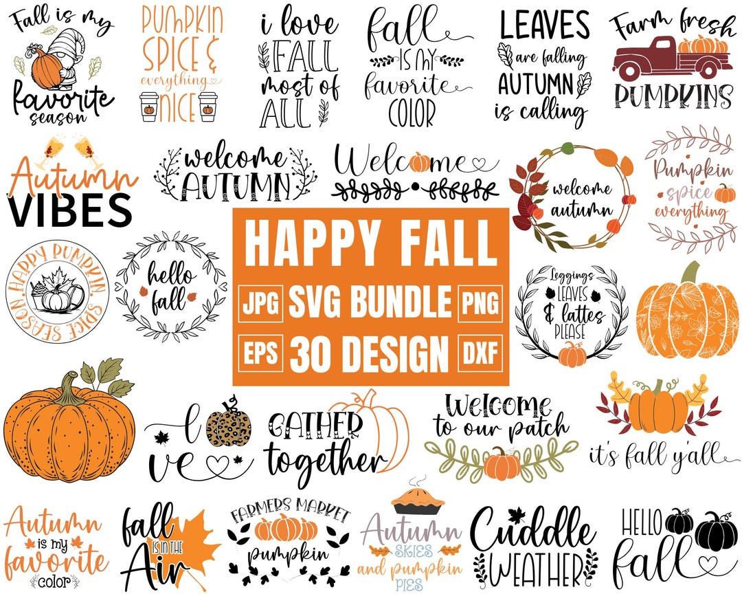 Fall Svg Bundle, Happy Fall Svg, Autumn Svg, Fall Porch Sign, Halloween ...