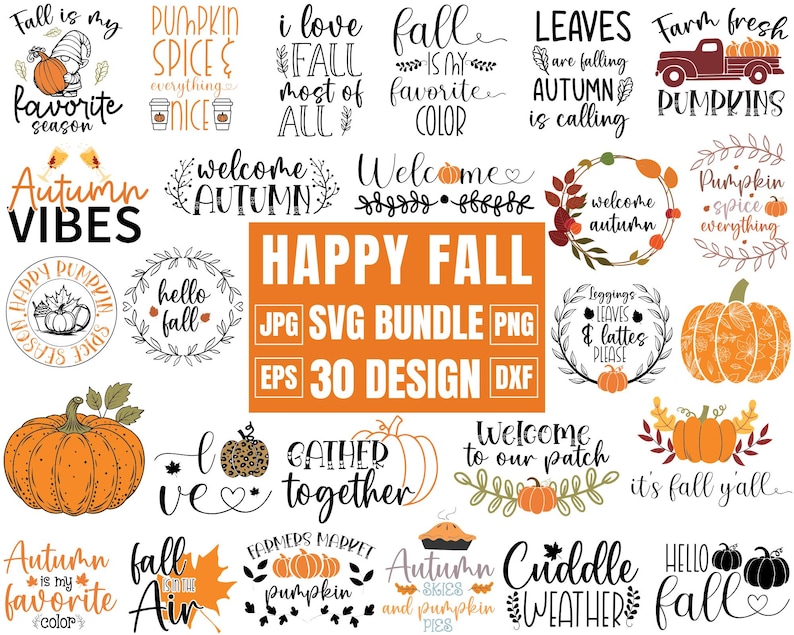 Fall Svg Bundle, Happy Fall Svg, Autumn Svg, Fall Porch Sign, Halloween ...