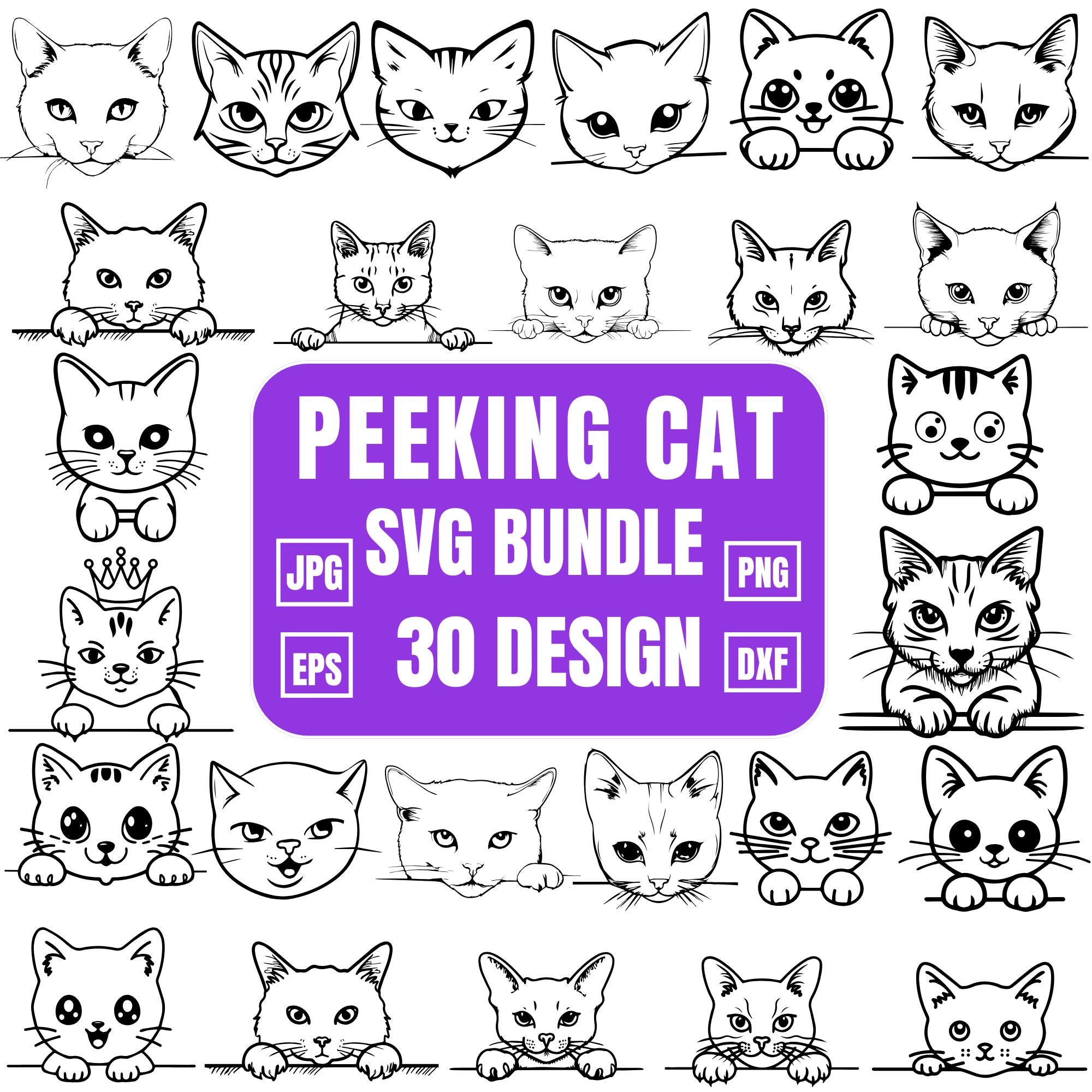 PEEKING CAT SVG, Peeking Kitten, Breed Peeking Cat, Black Cat Svg, Cat ...