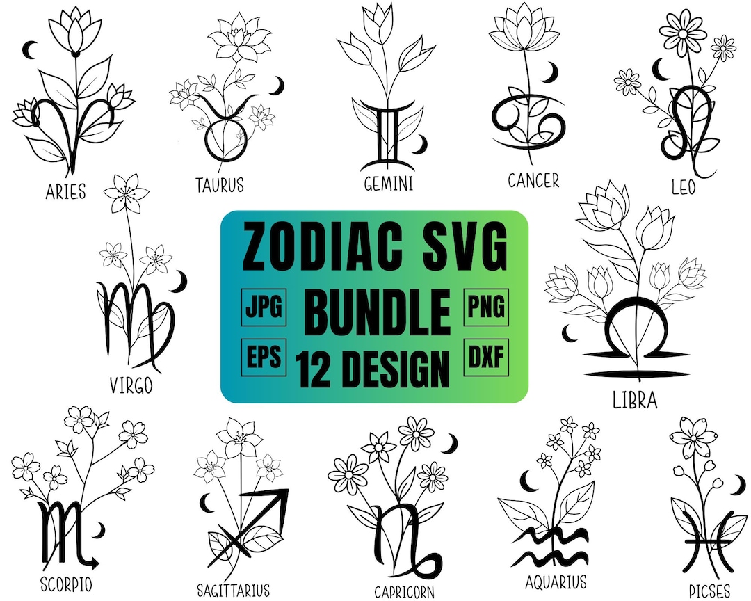 Zodiac Svg Bundle, Astrology Svg, Horoscope, Zodiac Constellation ...