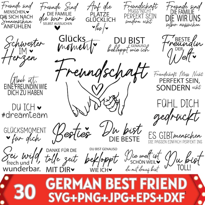 German Friendship Svg Bundle, Friendship Design, German Quotes ...
