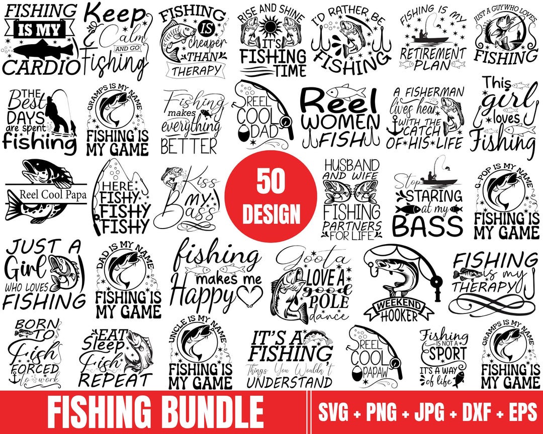 Fishing SVG Bundle, Fishing Decal, Fishing Rod, Fisherman SVG, Fishing ...