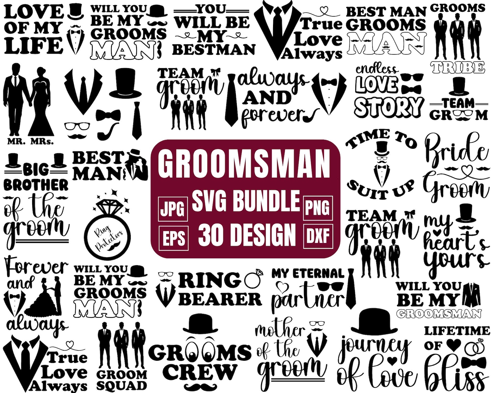 Groomsman Svg Bundle, Groom Squad Svg, Mr & Mrs Svg, Best Man Svg ...
