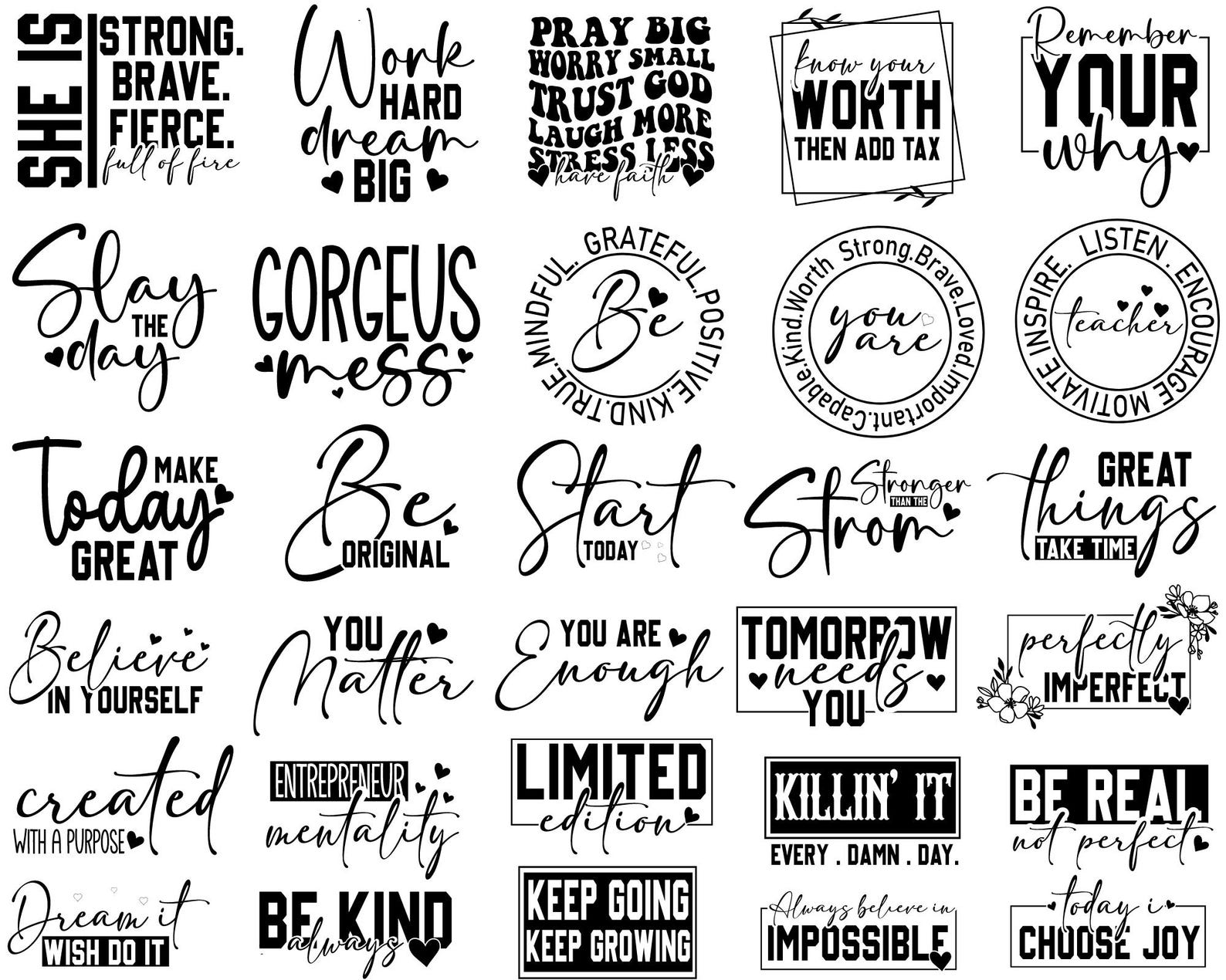 Motivational Svg Bundle, Positive Quotes, Inspirational Svg, Self Love ...