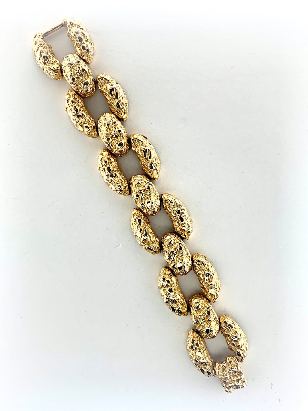 Chunky Nugget Bracelet Hammered Style Vintage Links Gorgeous - Etsy