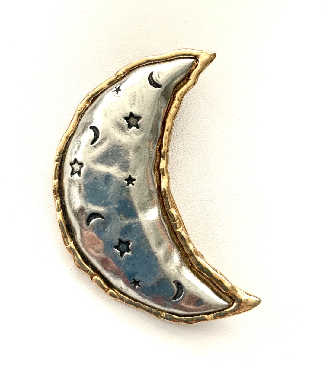 JJ Moon Brooch Stars Two Tone Vintage - Etsy