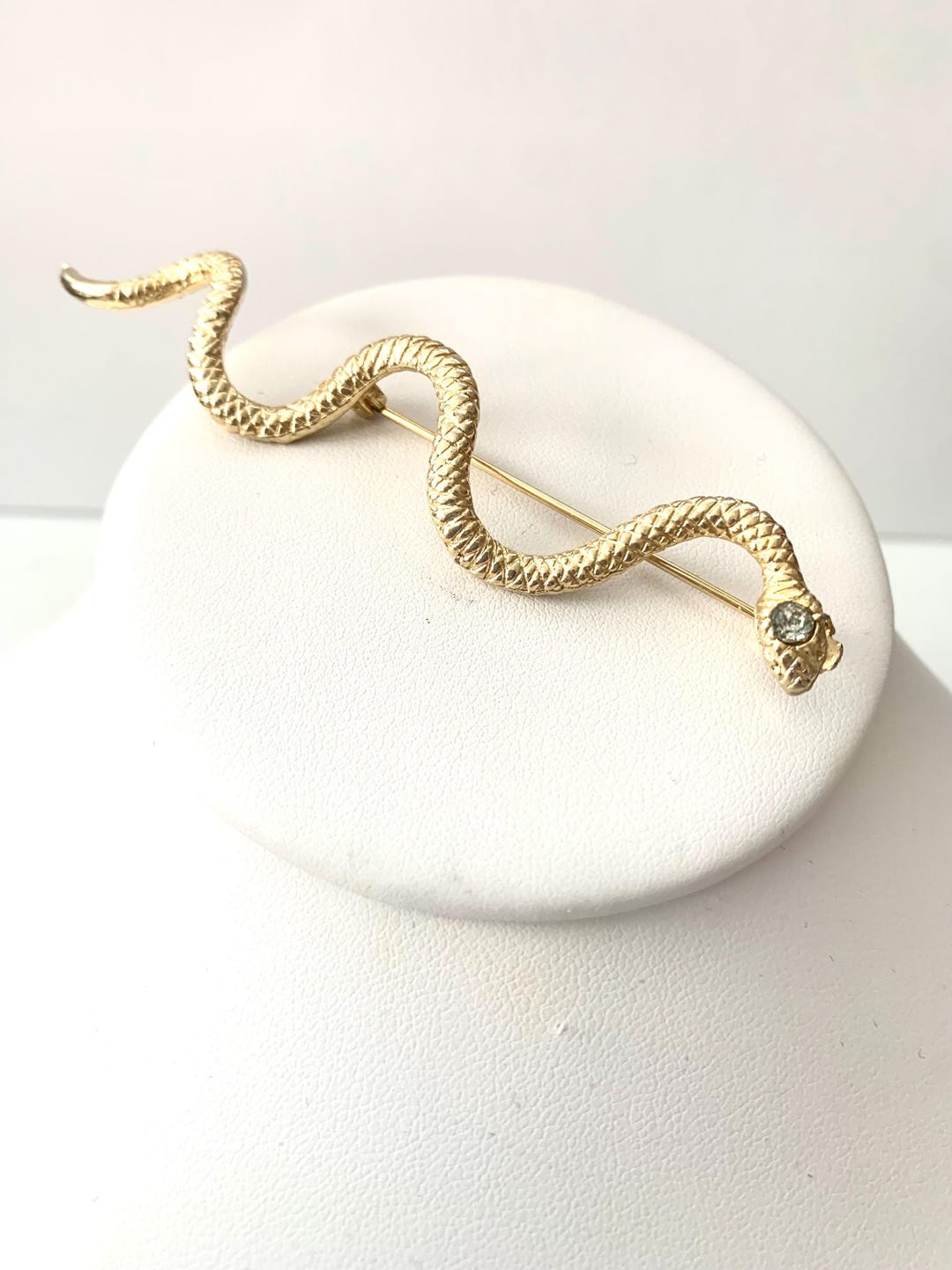 Vintage Snake Pin Brooch Long Textured Rhinestone - Etsy