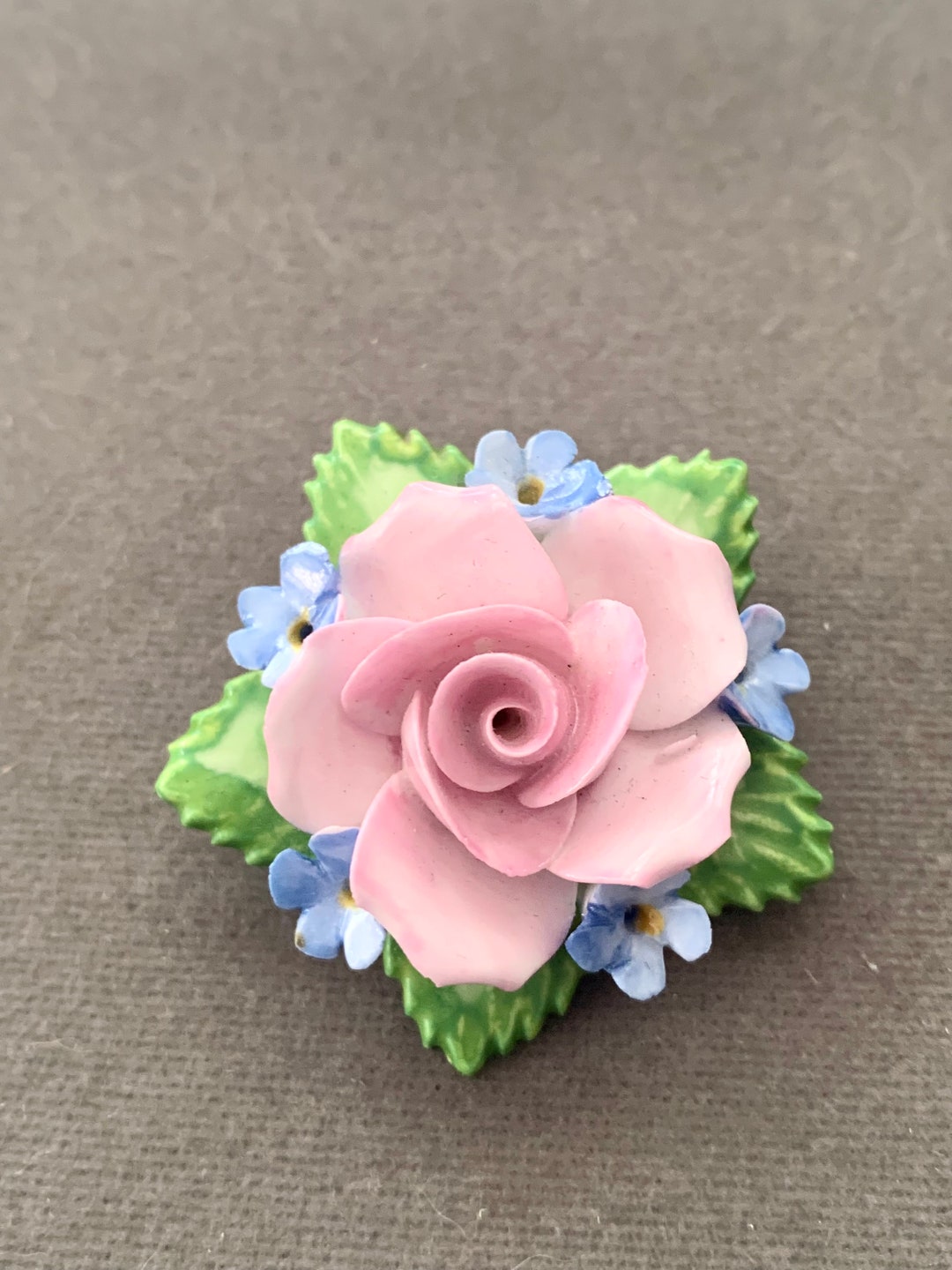 DENTON Bone China Flower Brooch Forget Me Nots England Mint Condition ...