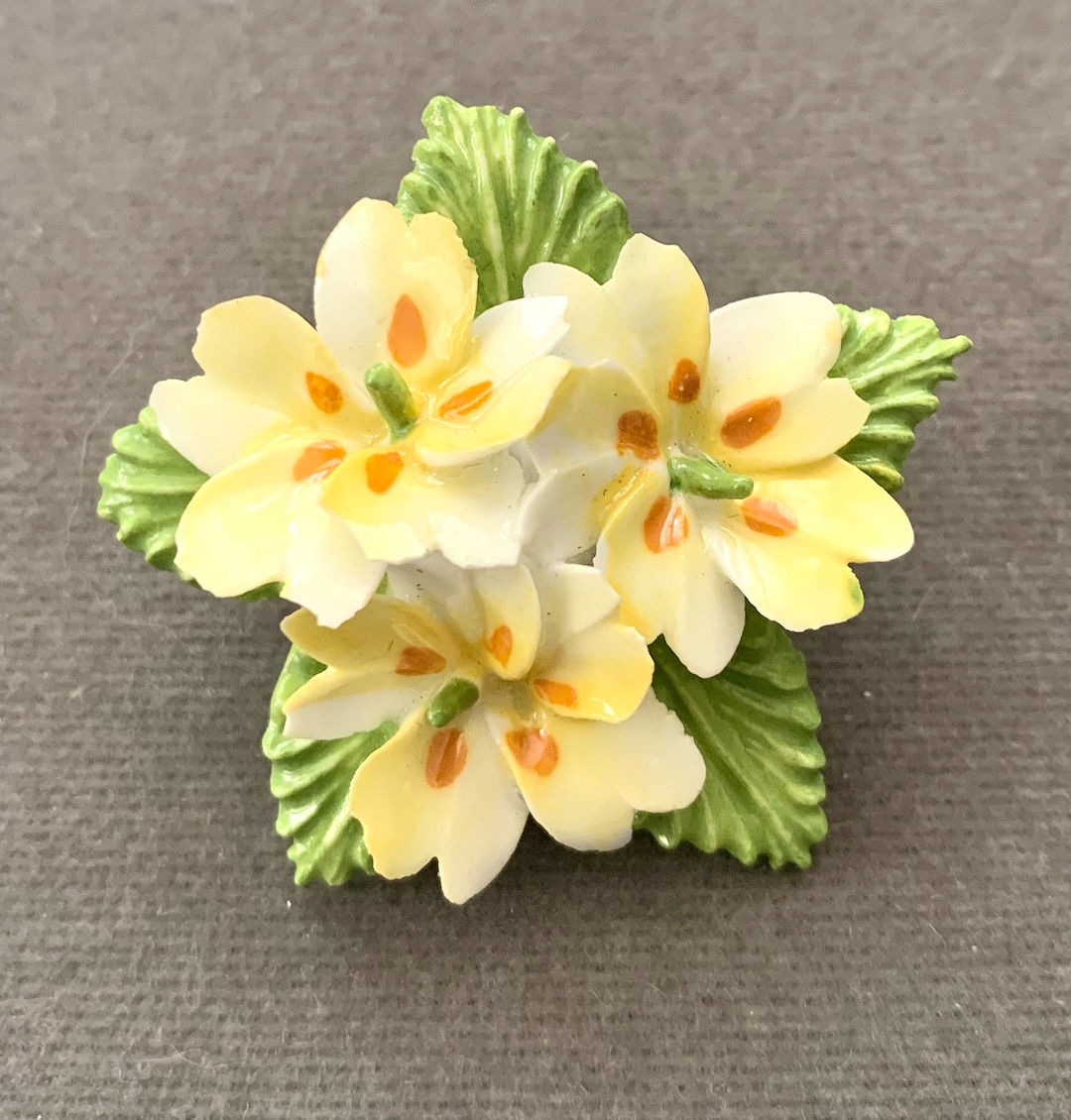 Bone China Flower Brooch Yellow Made in England Mint Condition - Etsy
