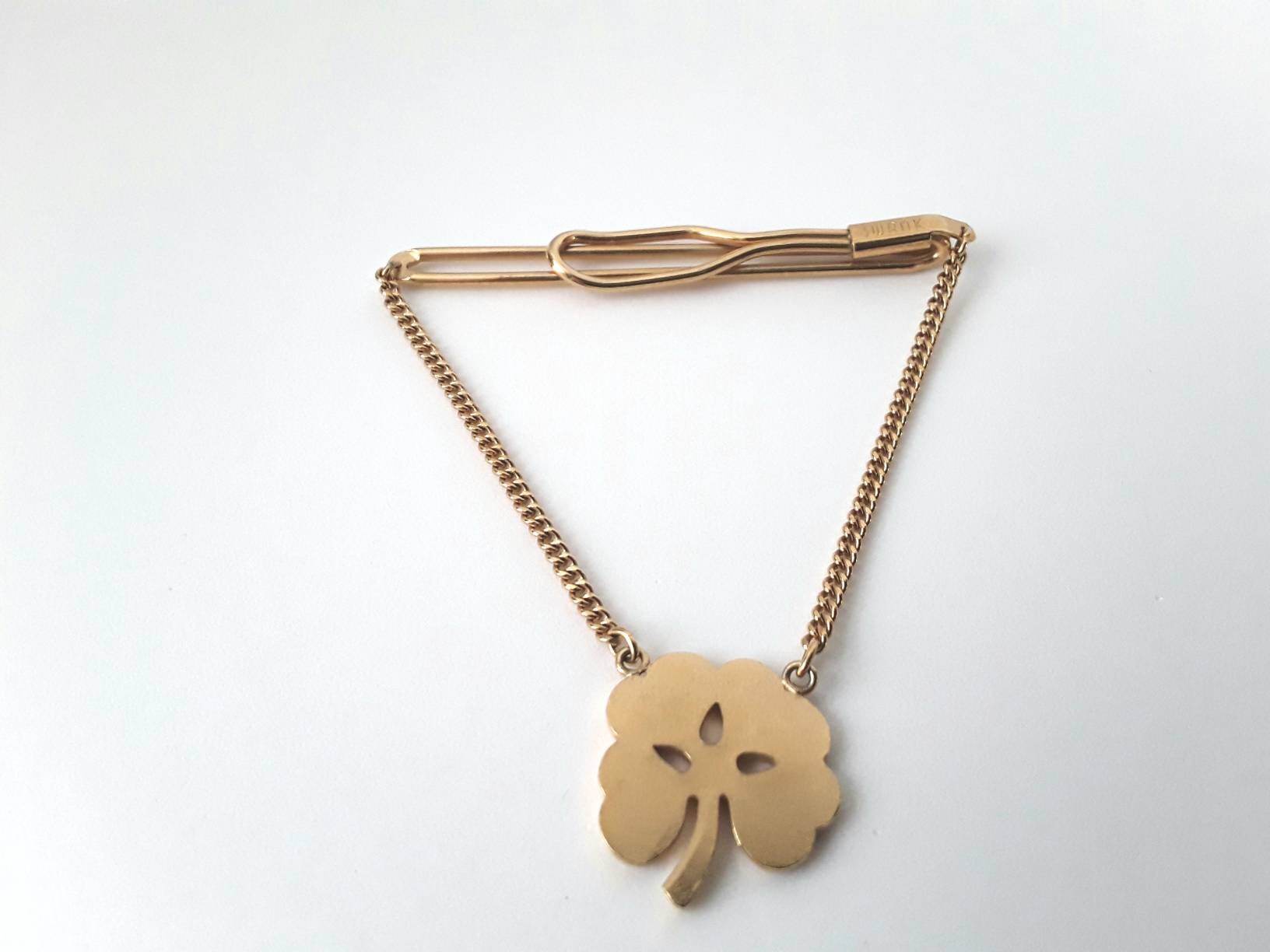 Clover Tie Bar Swank Vintage 4 Leaf - Etsy