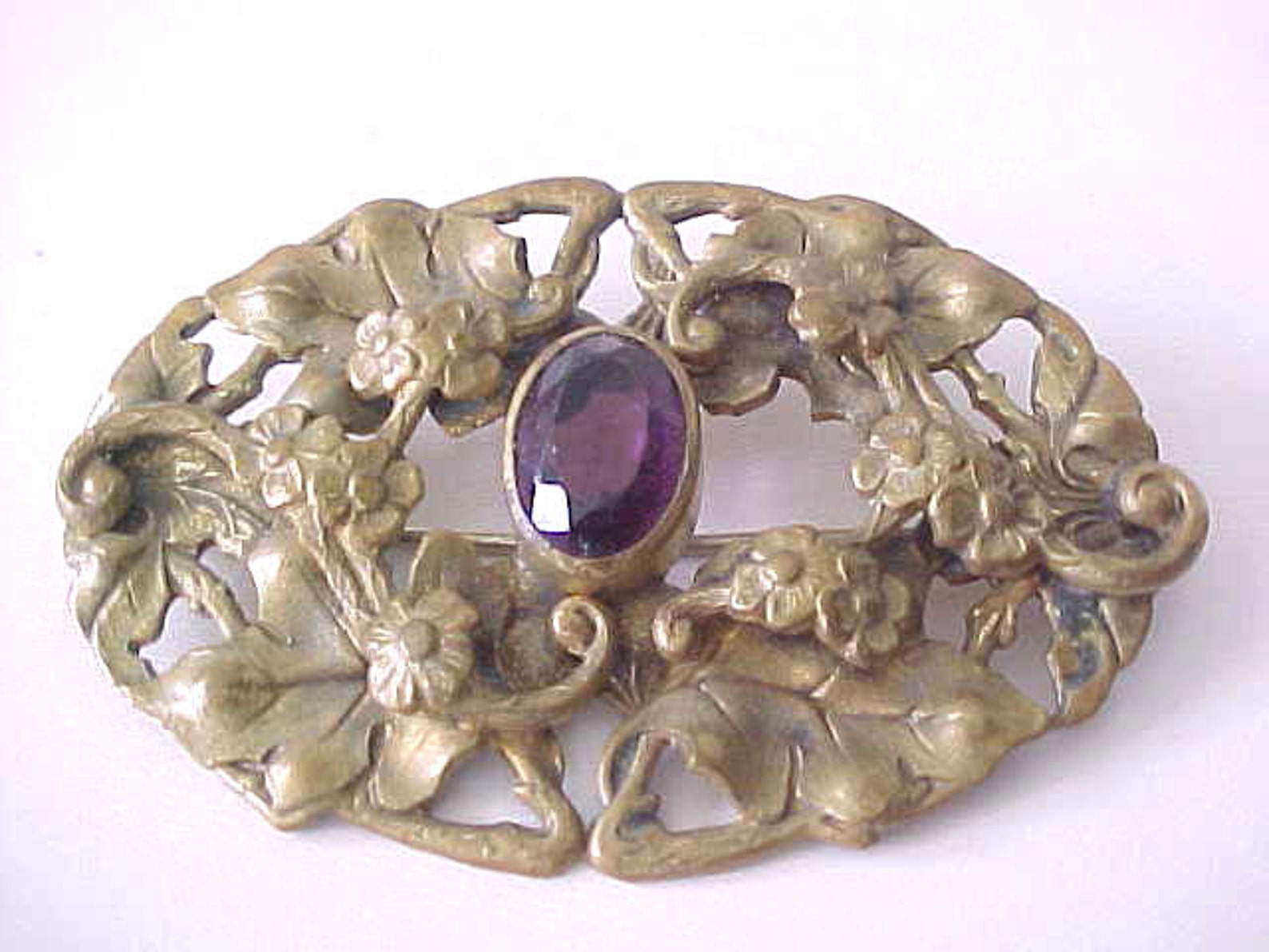 Ornate Victorian Sash Pin Brooch Large Purple Stone Flowers Fabulous - Etsy