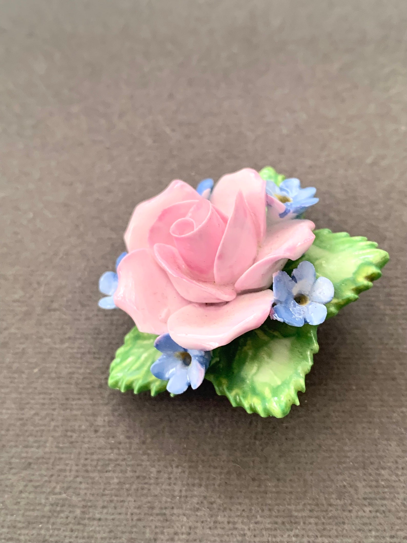 DENTON Bone China Flower Brooch Forget Me Nots England Mint Condition ...