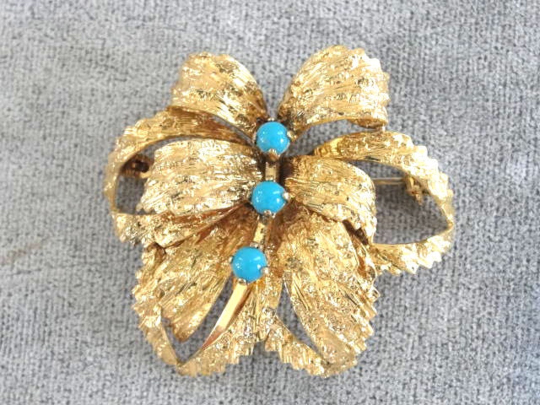 Germany Organic Pin Faux Turquoise Vintage Decadent - Etsy