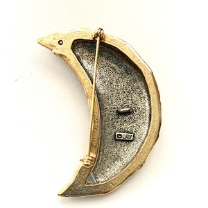 JJ Moon Brooch Stars Two Tone Vintage - Etsy