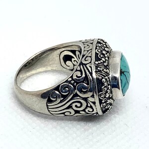 Samuel Benham Ring Turquoise Sterling Silver Ornate Heavy Vintage ...