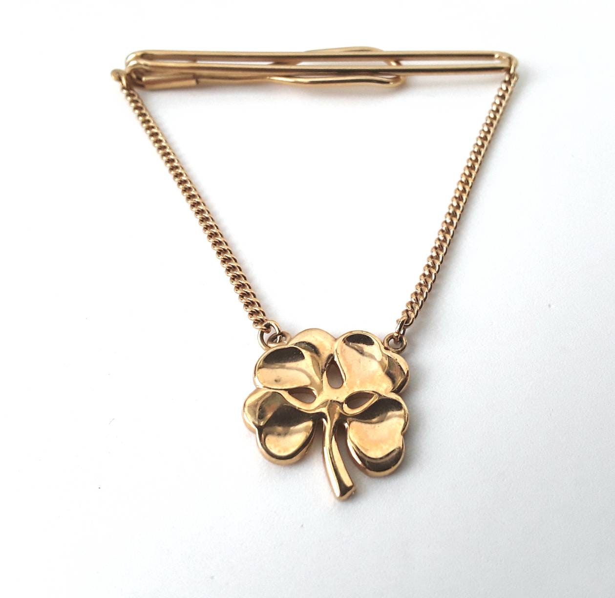 Clover Tie Bar Swank Vintage 4 Leaf - Etsy